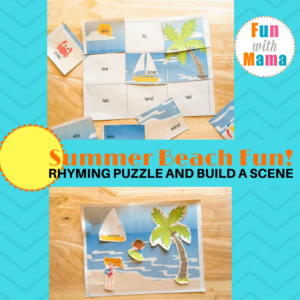 Summer Beach Fun Rhyming Puzzle And Build A Scene Printables