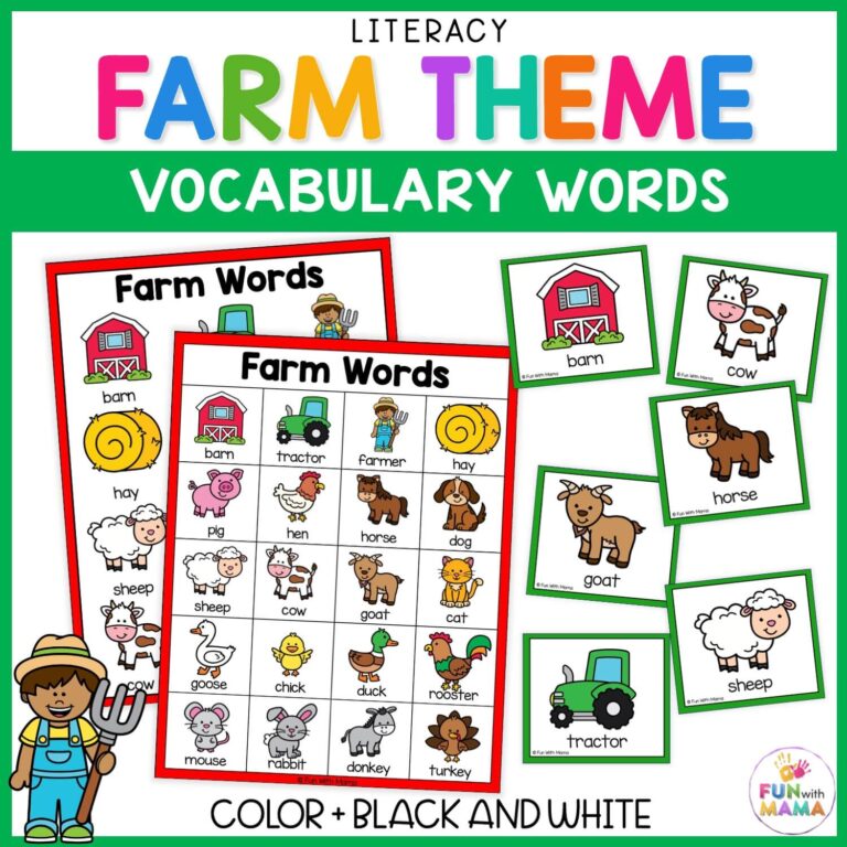 Farm Theme Vocabulary Words