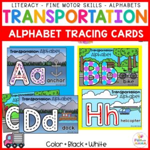 Transportation Alphabet Tracing Cards