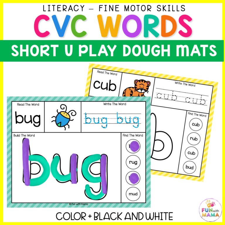 CVC Short U Play Dough Mats