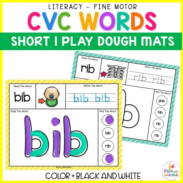 CVC Short I Play Dough Mats