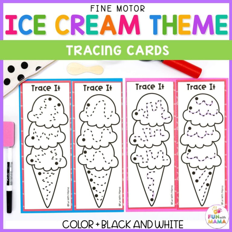 Ice Cream Pre-Writing Tracing Cards