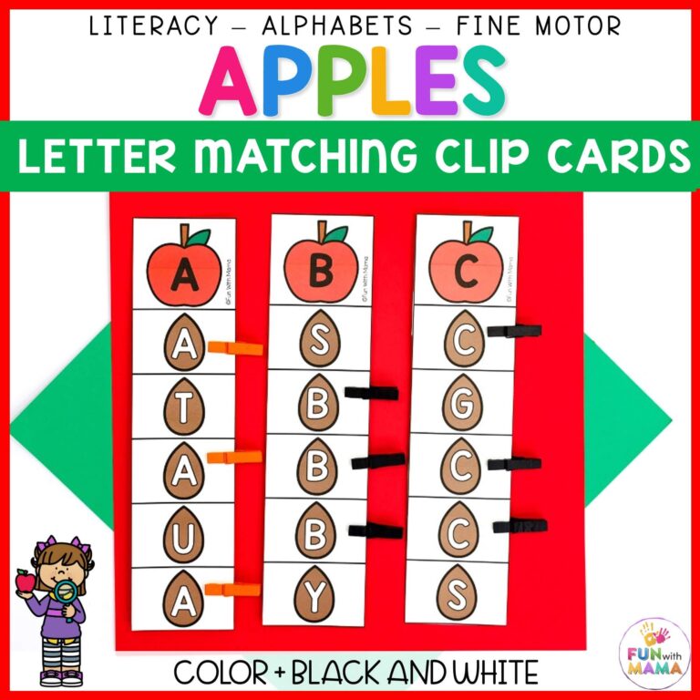 Apple Letter Matching Clip Cards