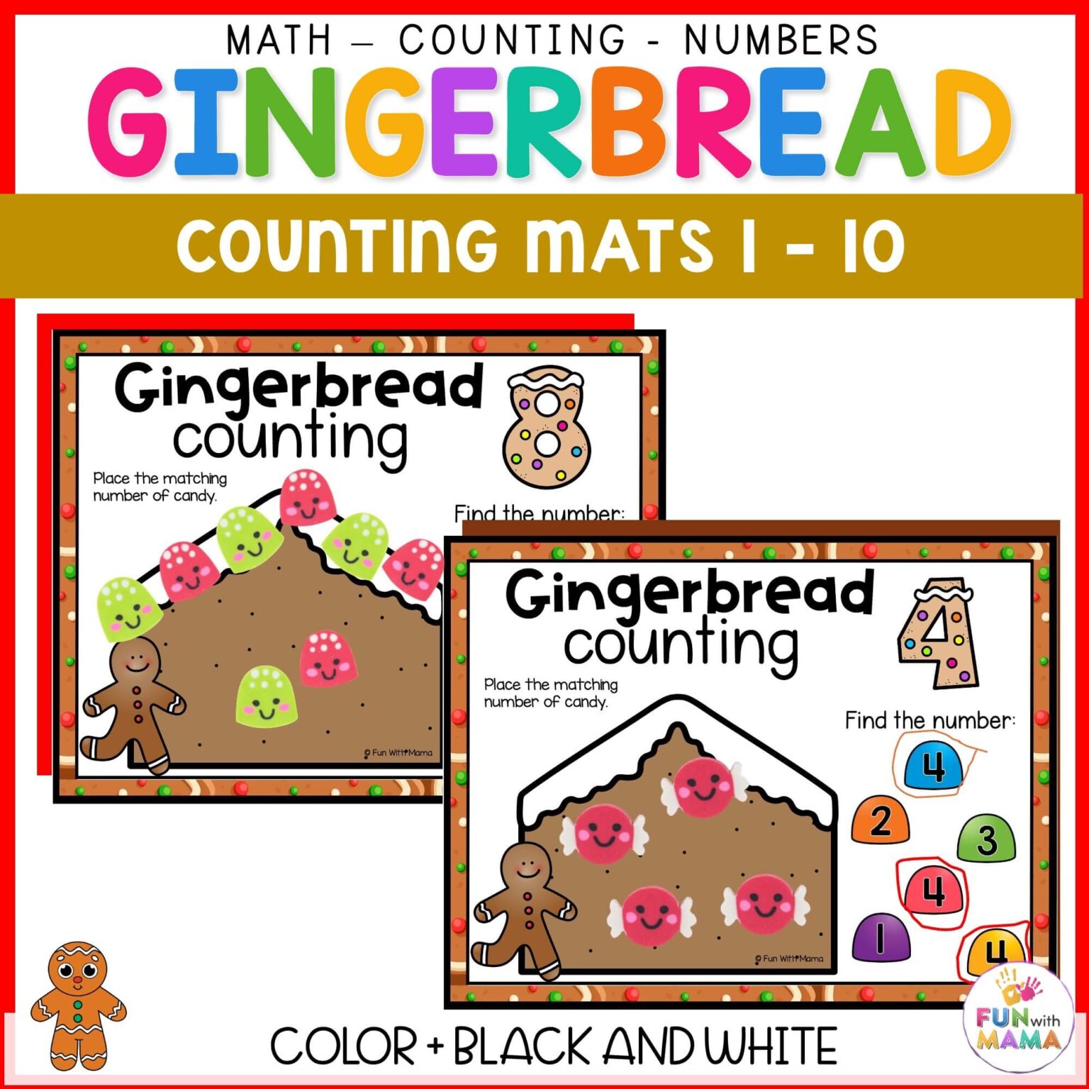 Gingerbread Counting Mats