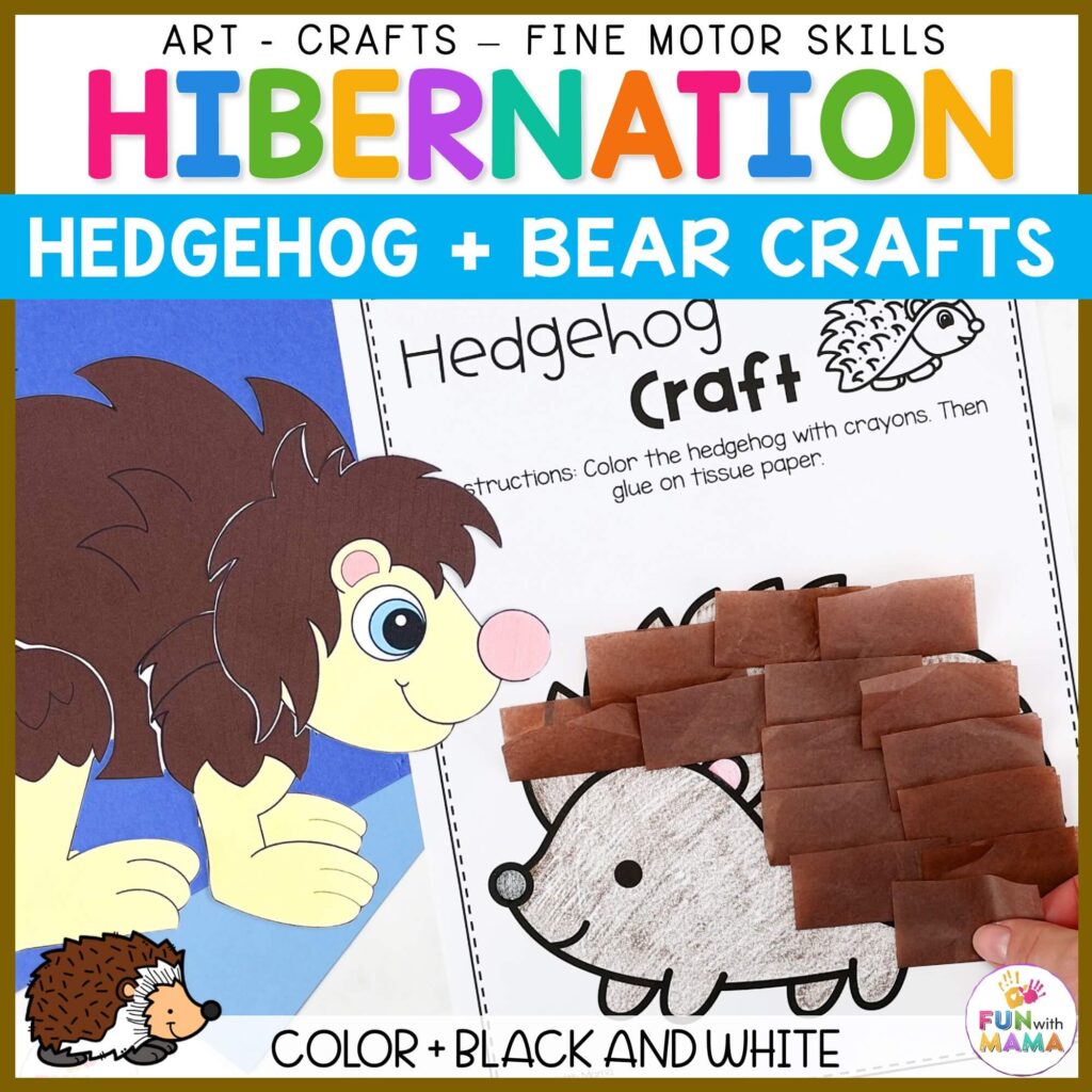 Hibernation Hedgehog and Bear Craft Pages