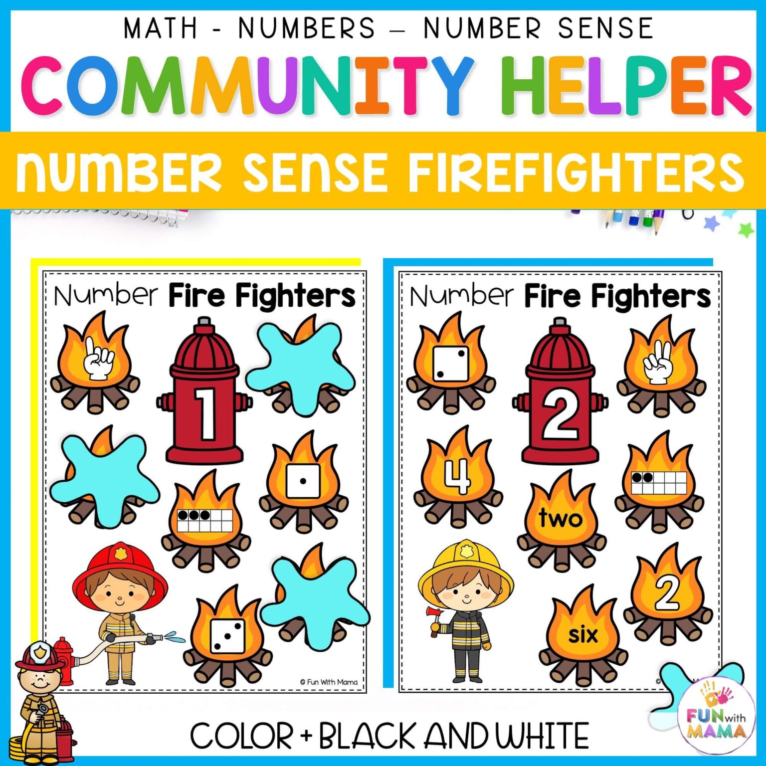 Community Helper Number Sense Firefighters
