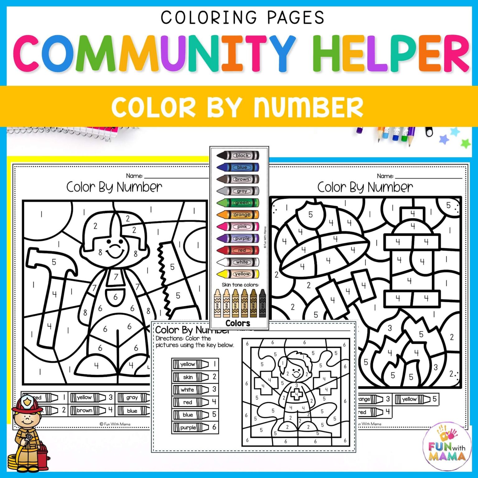Community Helper Color By Number