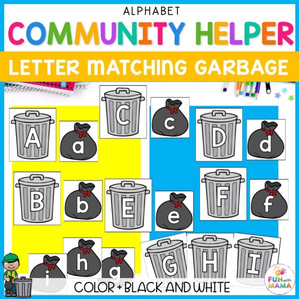 Community Helper Alphabet Letter Matching Garbage