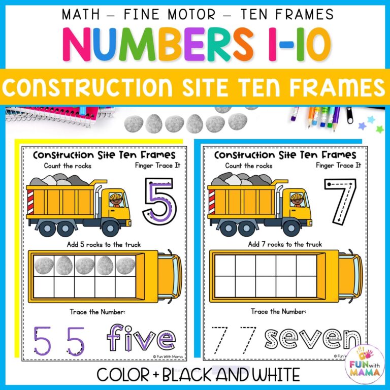 Numbers Construction Site Ten Frame Mats