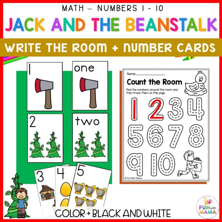 Jack And The Beanstalk Write The Room + Number Matching Cards