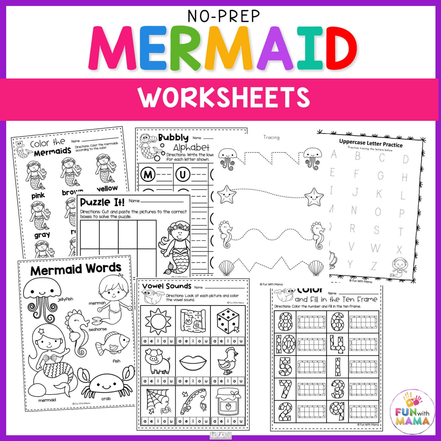 Mermaid Worksheets