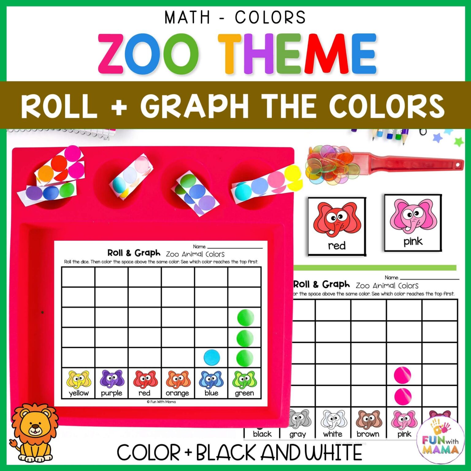 Zoo Theme Roll And Graph The Colors