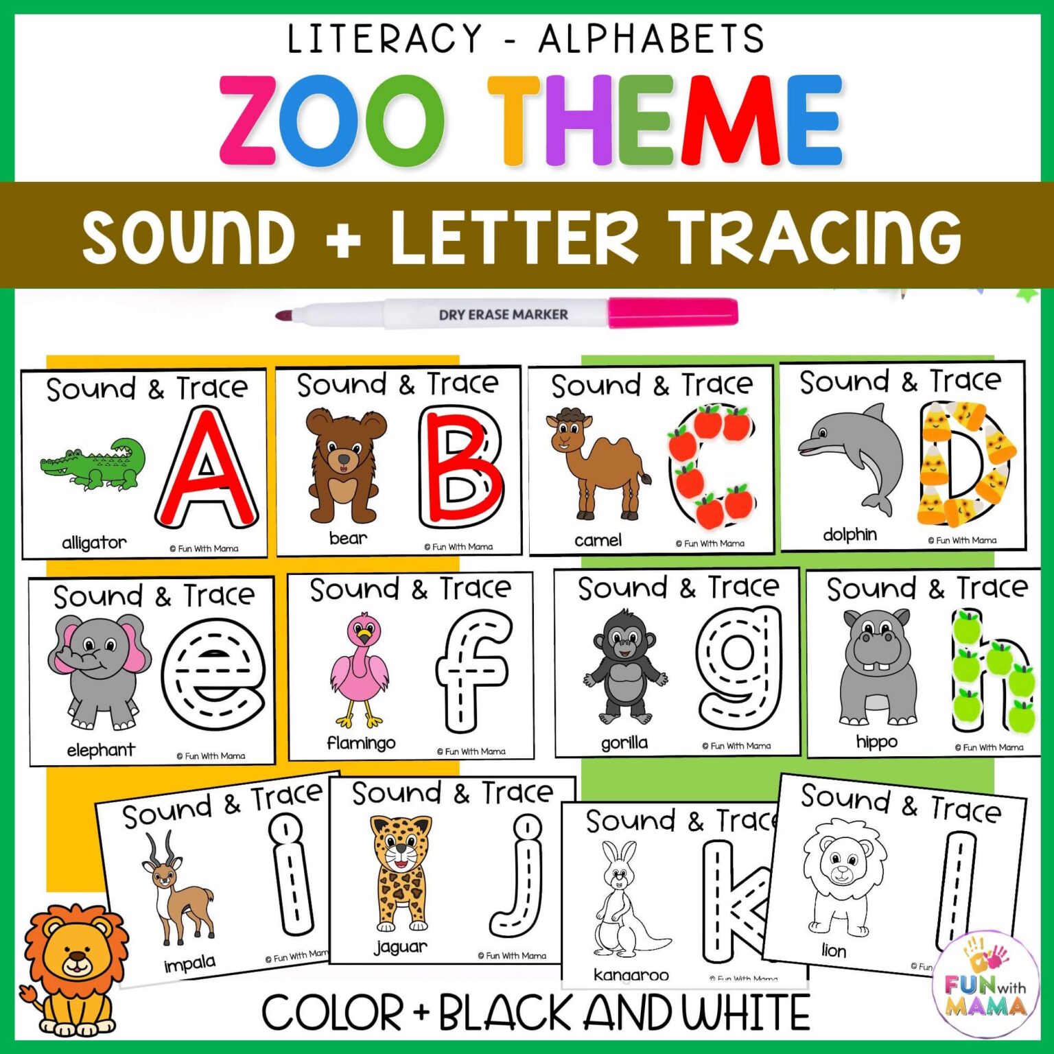 Zoo Theme Alphabet Tracing Cards