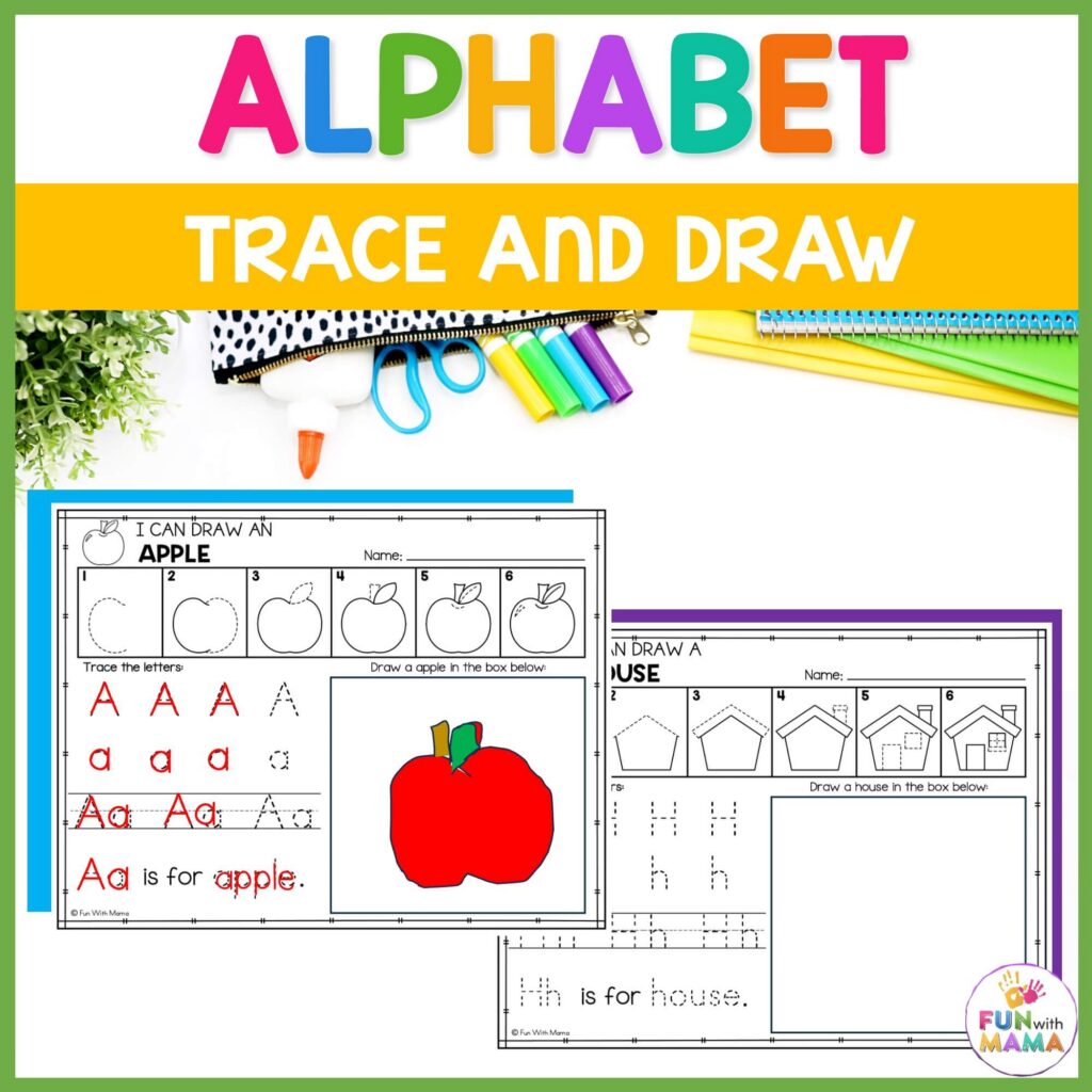 Alphabet Trace And Draw Worksheets