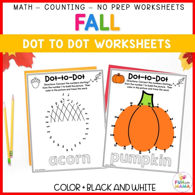 Fall Dot To Dot Worksheets