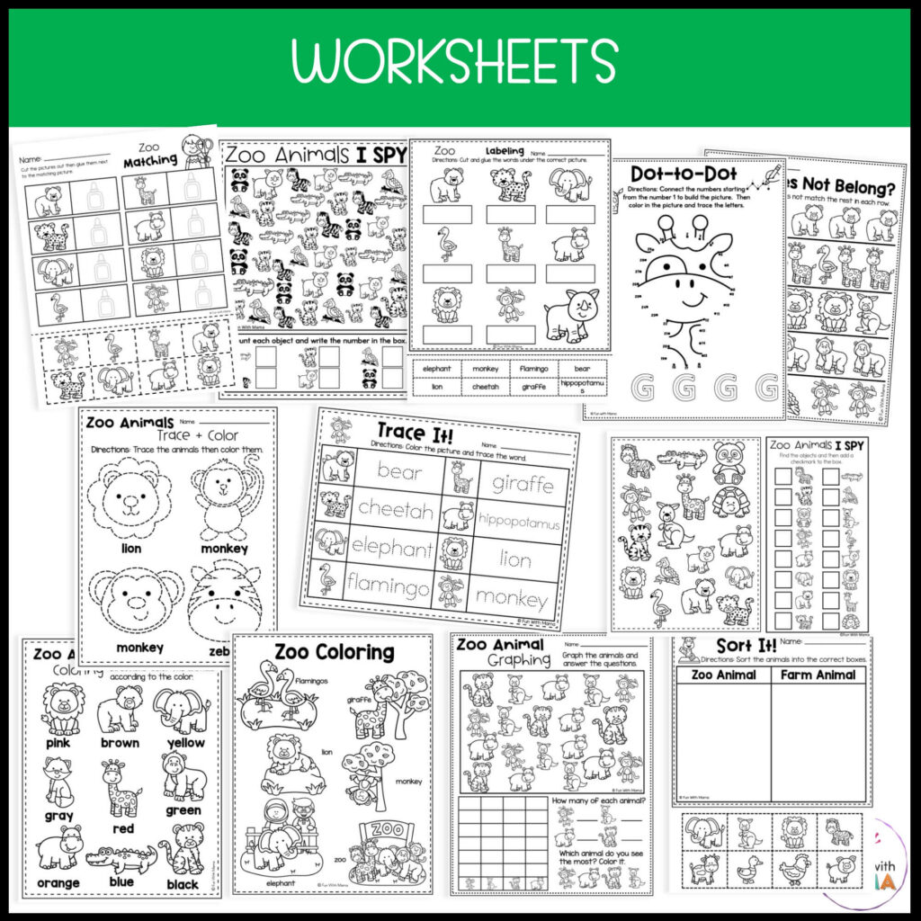 Zoo Theme Activities Pack