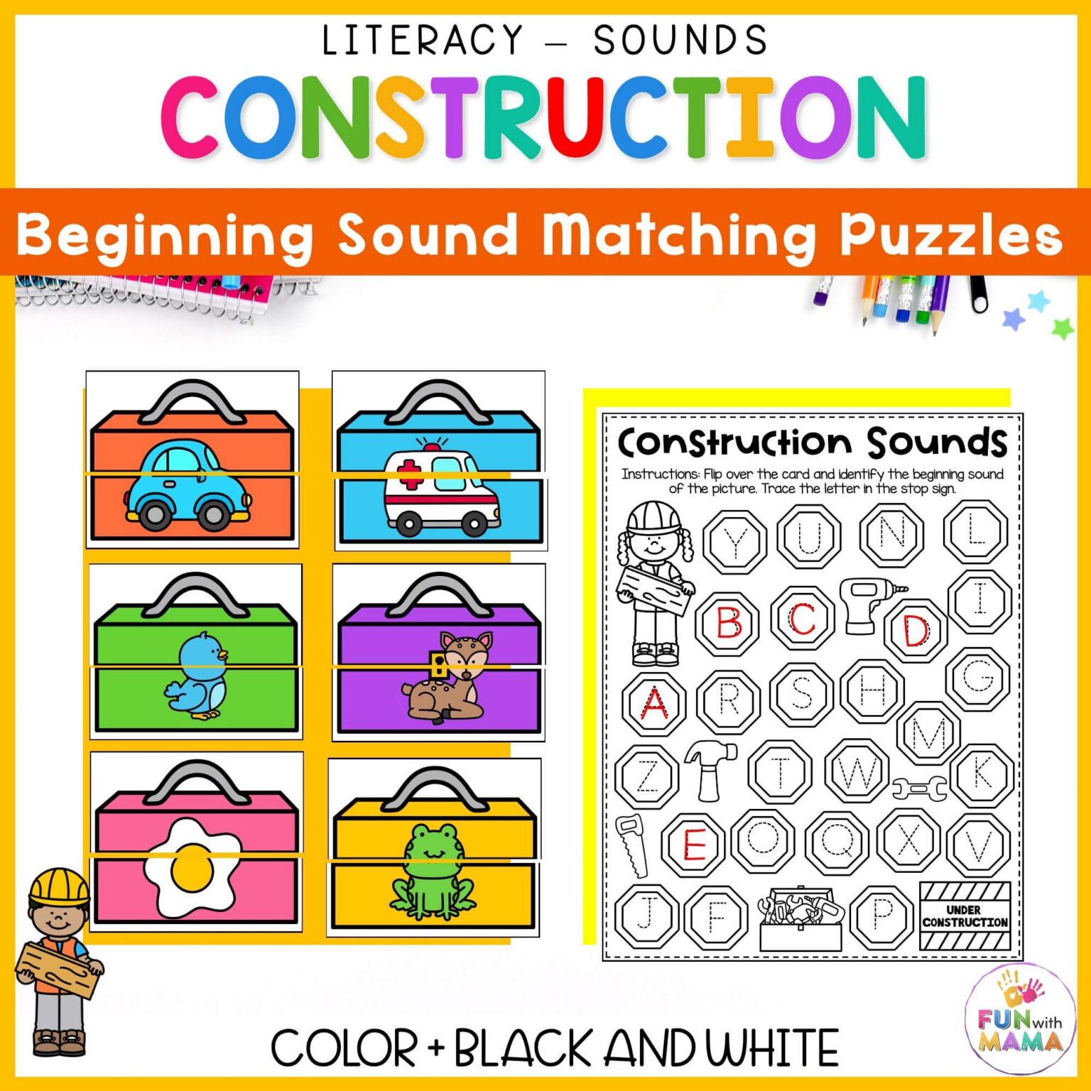 Construction Beginning Sound Puzzles