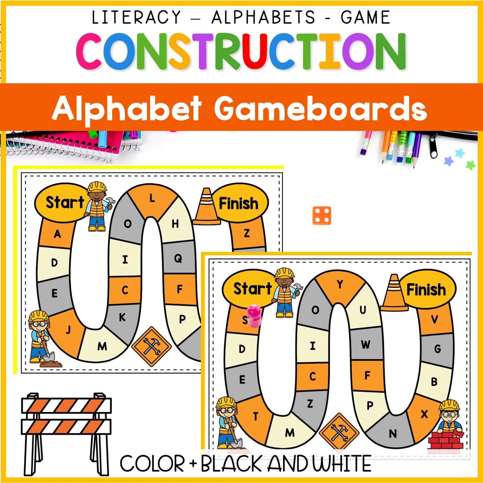 Construction Alphabet Game Boards