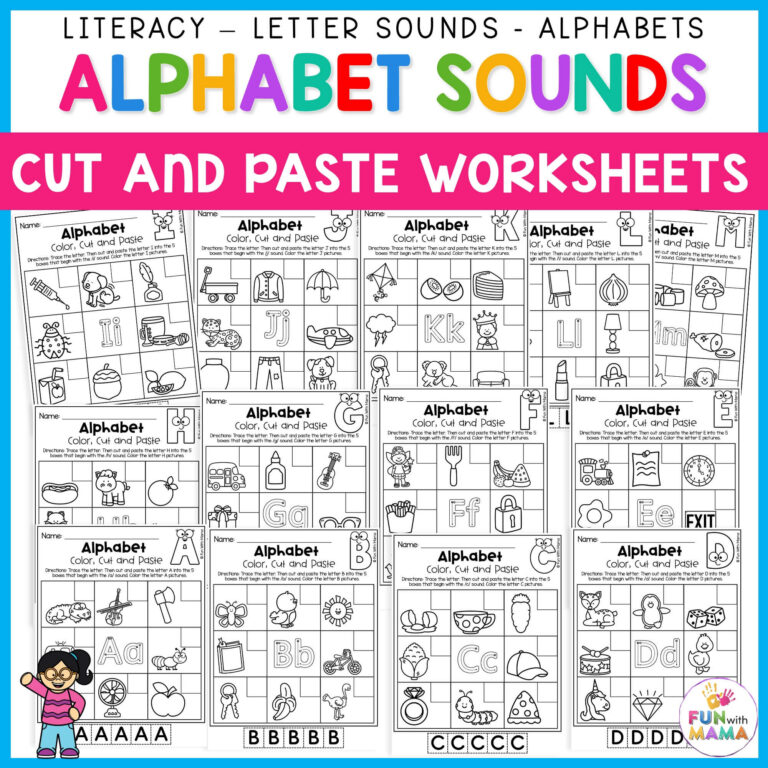 Alphabet Sound Cut and Paste Worksheets