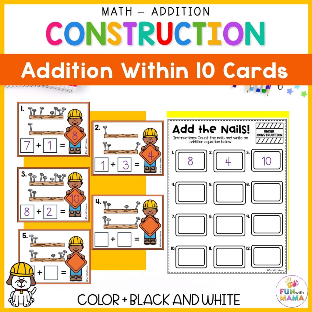 Construction Addition Within 10 Cards
