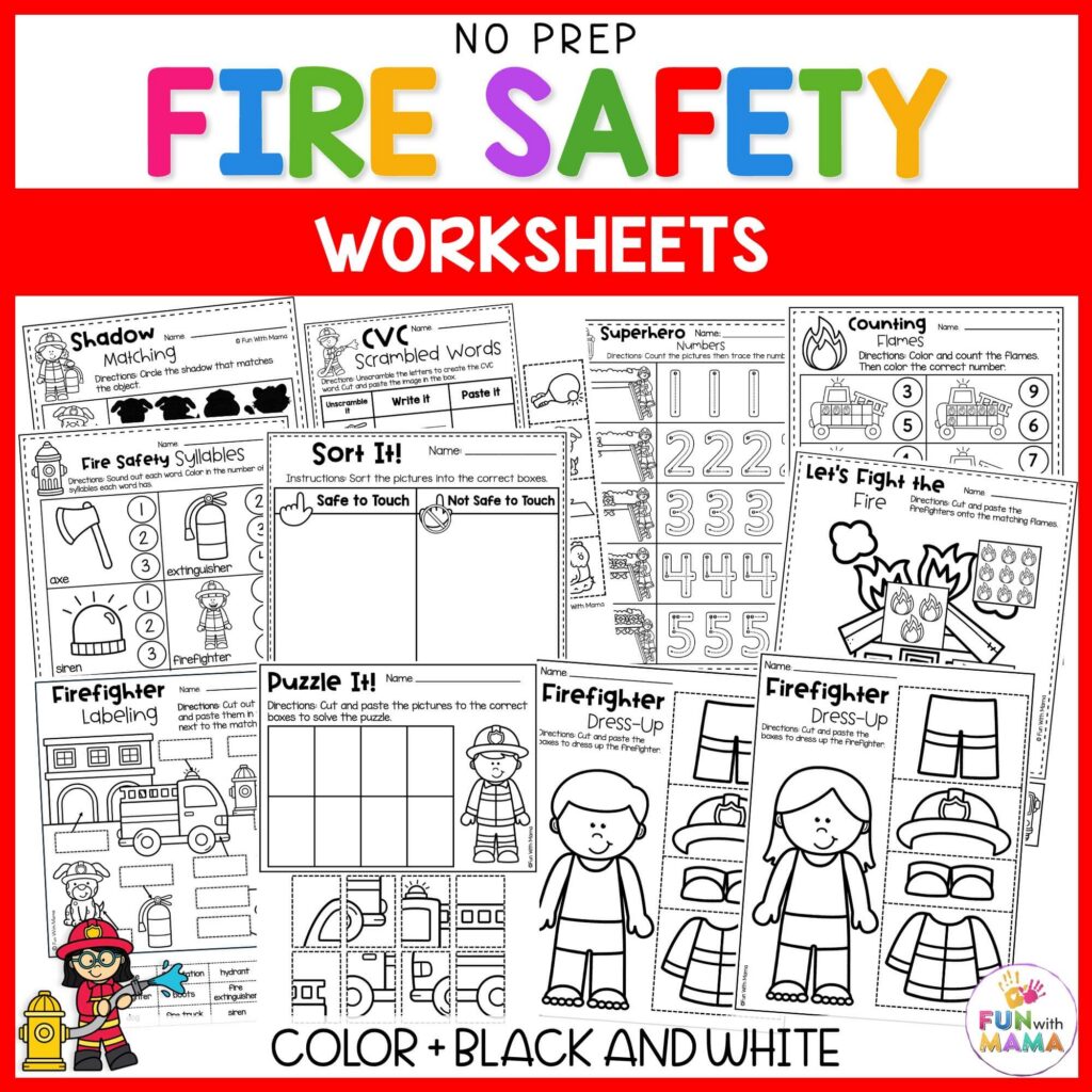 Firefighter Fire Safety Worksheets