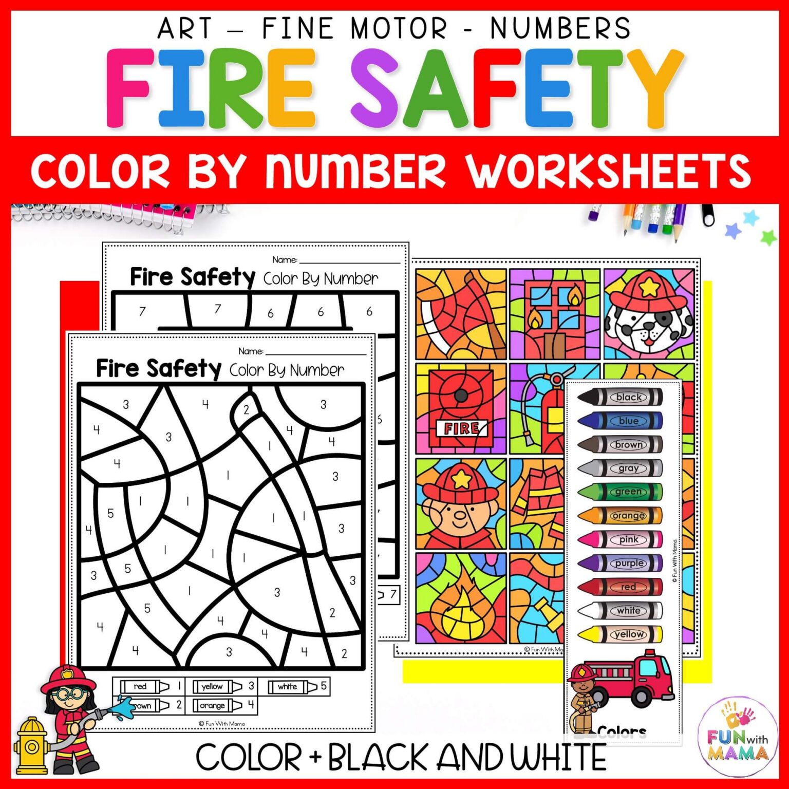 Firefighter Fire Safety Color By Number