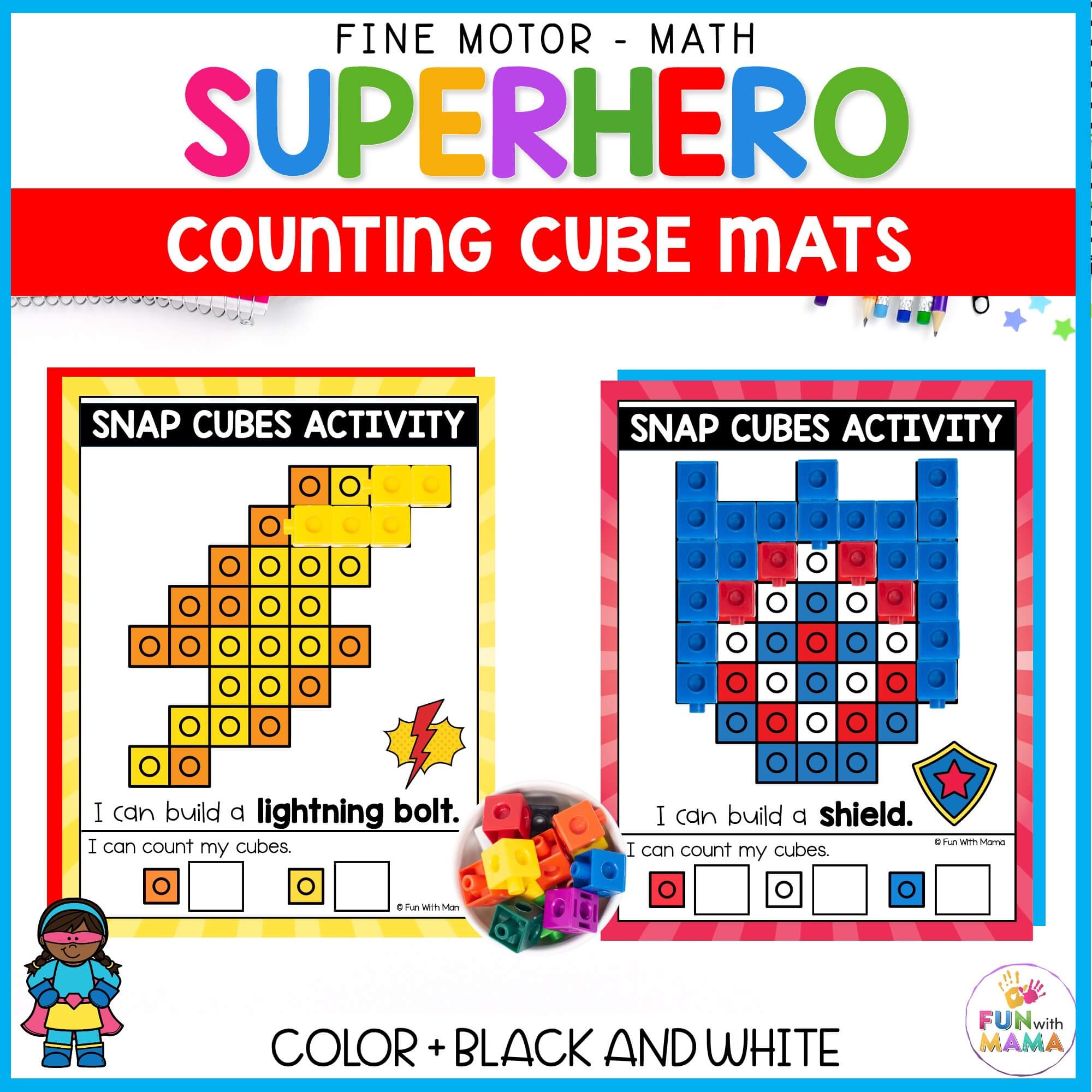Superhero Counting Cube Mats