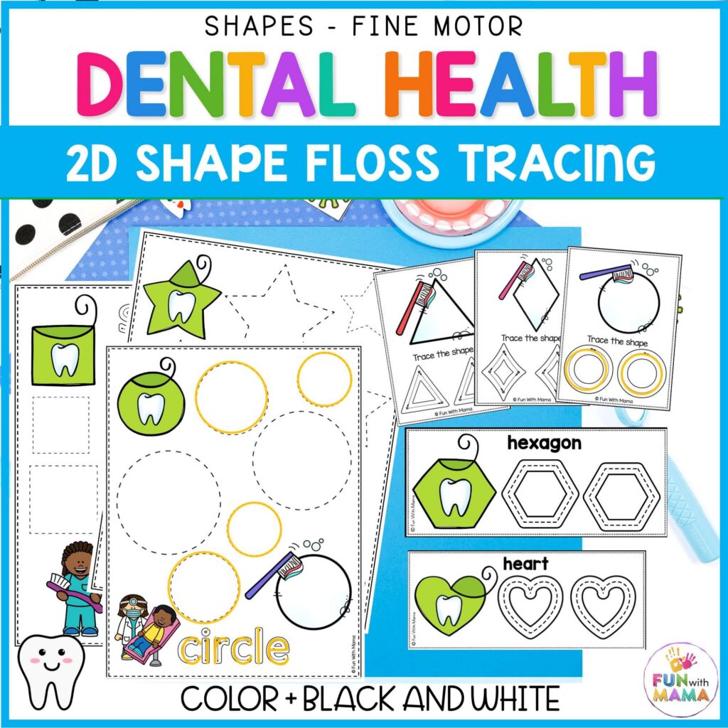 Dental Health 2D Shape Floss Tracing
