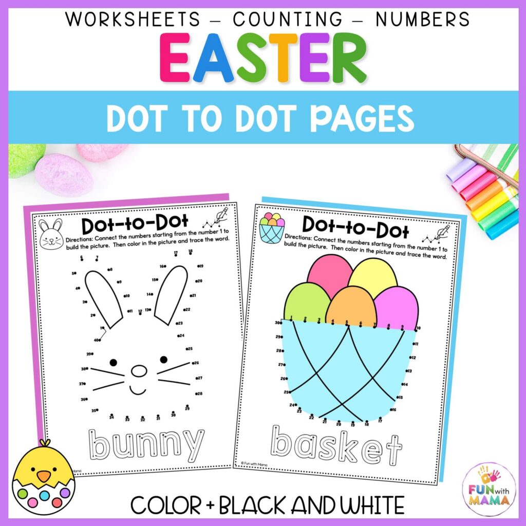 Easter Dot To Dot Worksheets